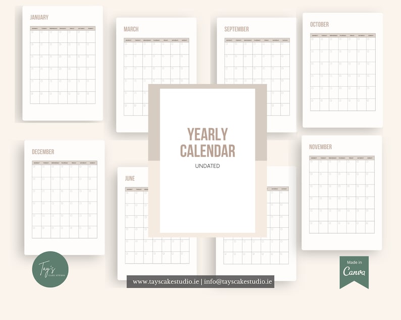 Undated Monthly Calendar Template Undated Monthly Planner - Etsy