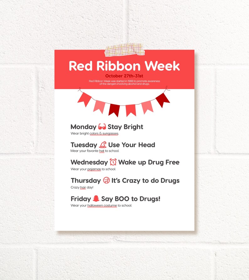 Red Ribbon Week Poster - Etsy