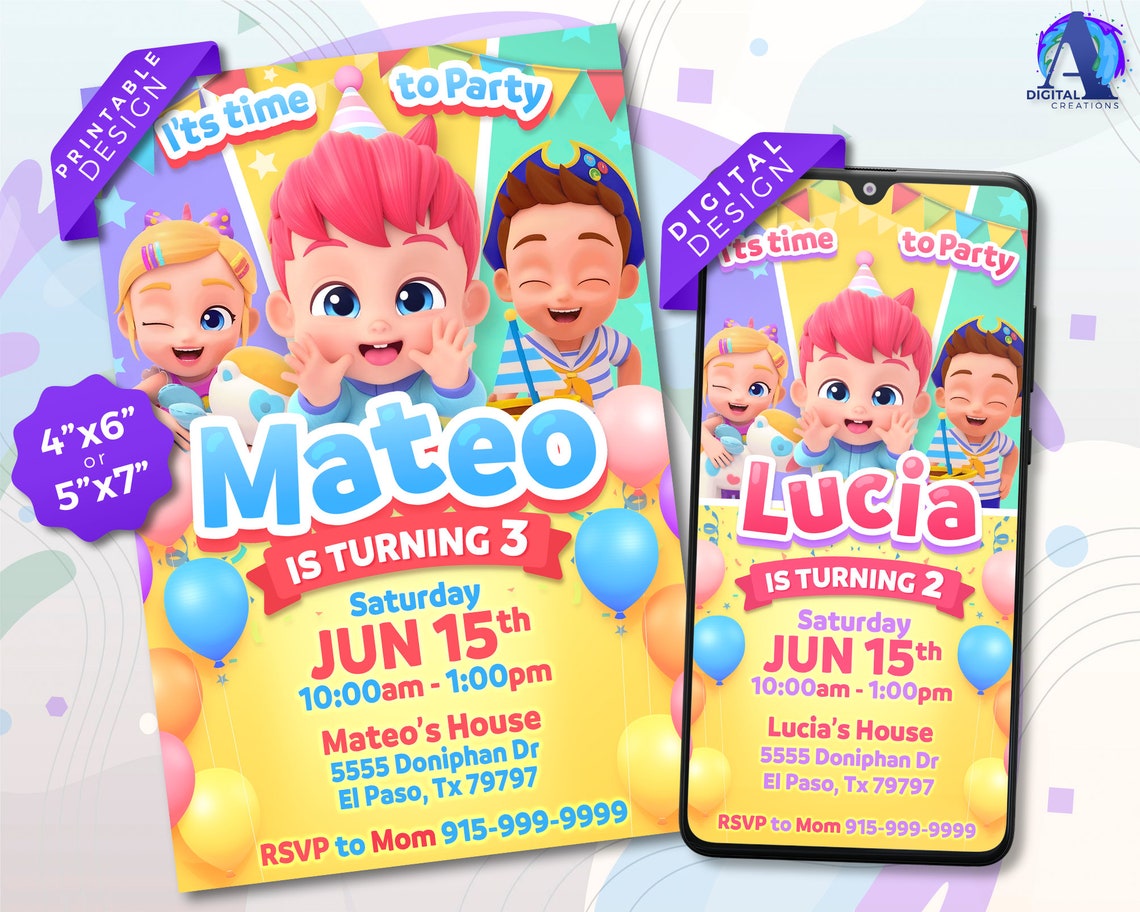 Bebefinn Birthday Invitation Bebefinn Party Colors Kids Finn - Etsy