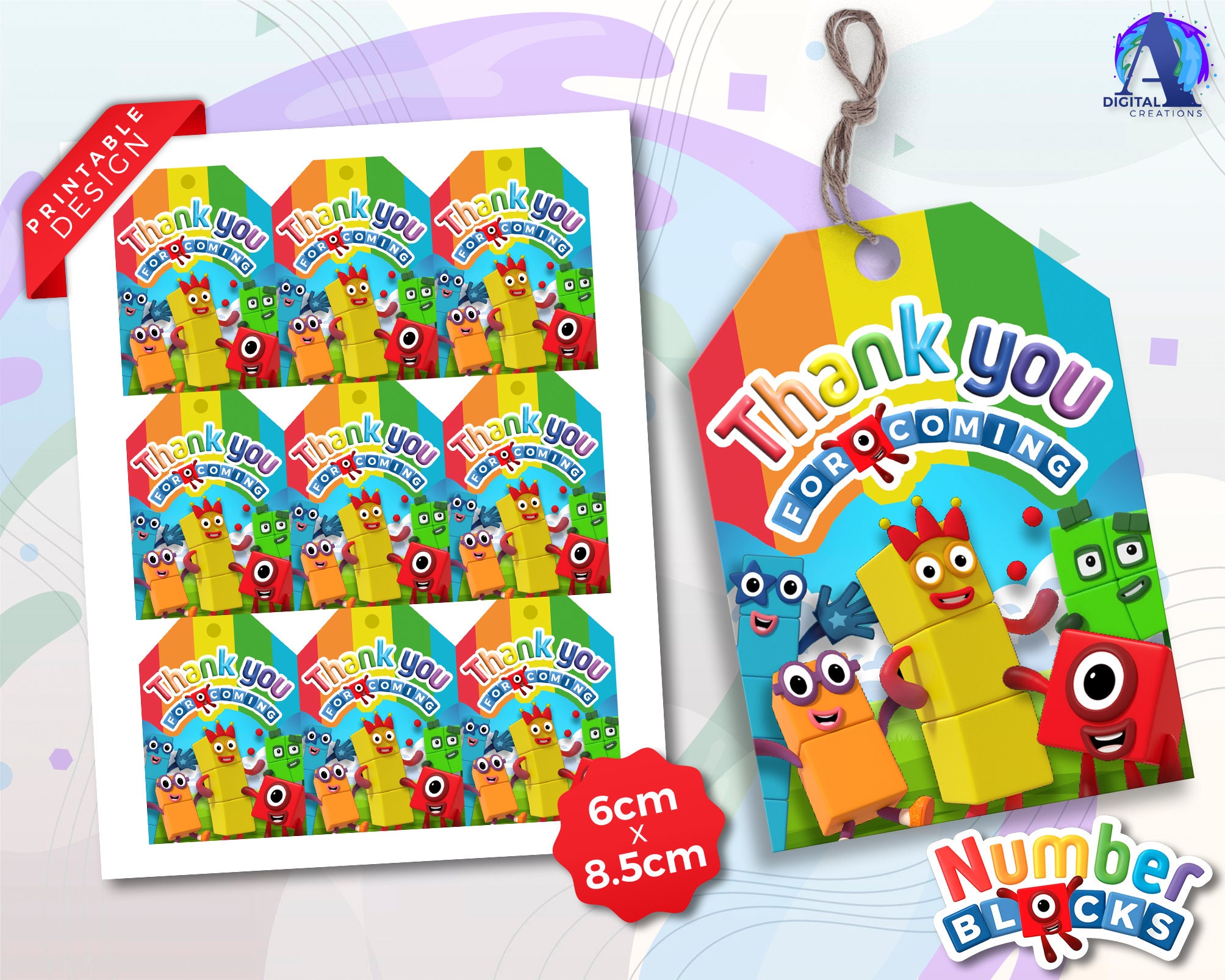 Numberblocks Favor Tag Printable Favor Tags Numberblocks - Etsy España