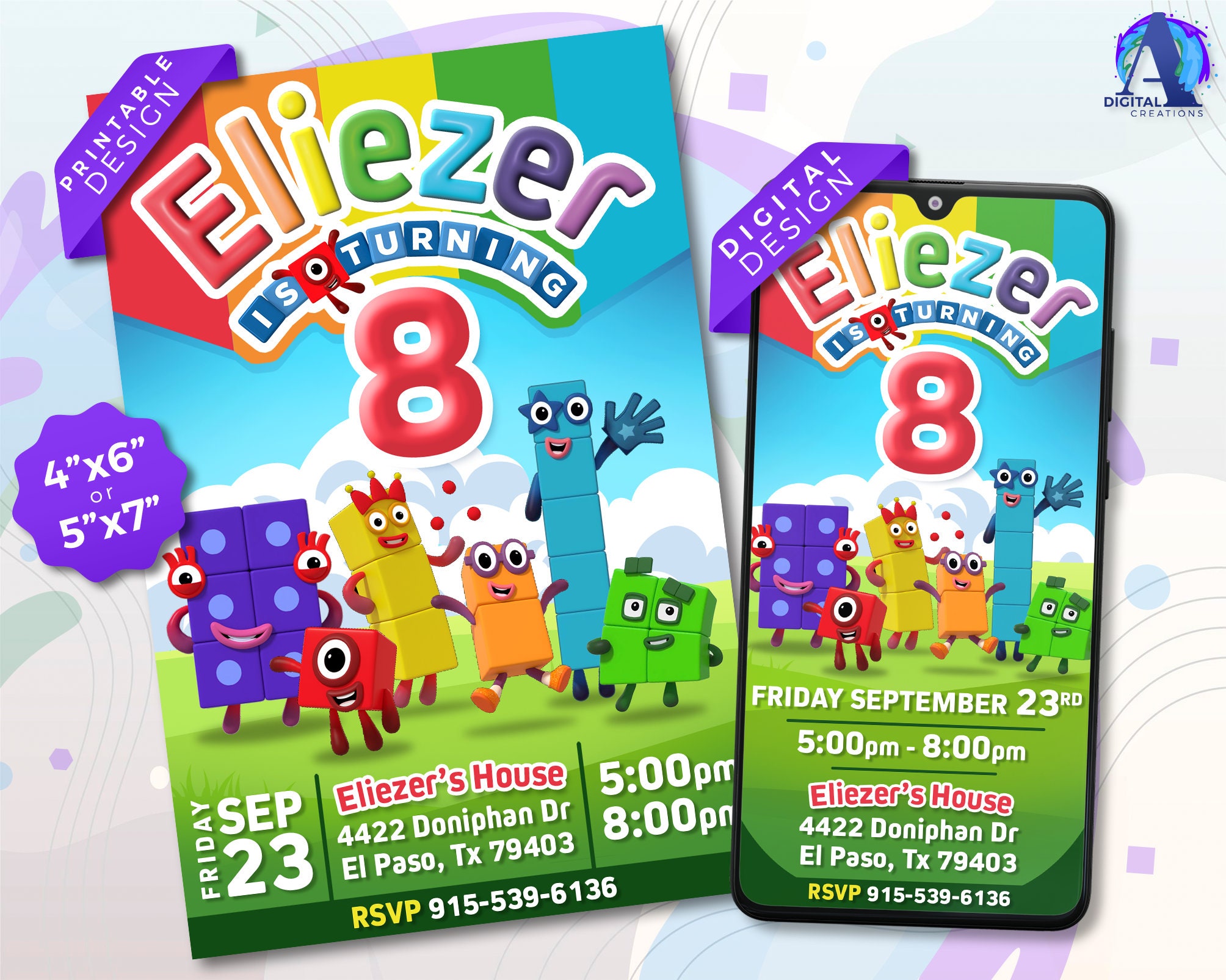 Numberblocks Birthday Invitation Numberblocks Party - Etsy Canada