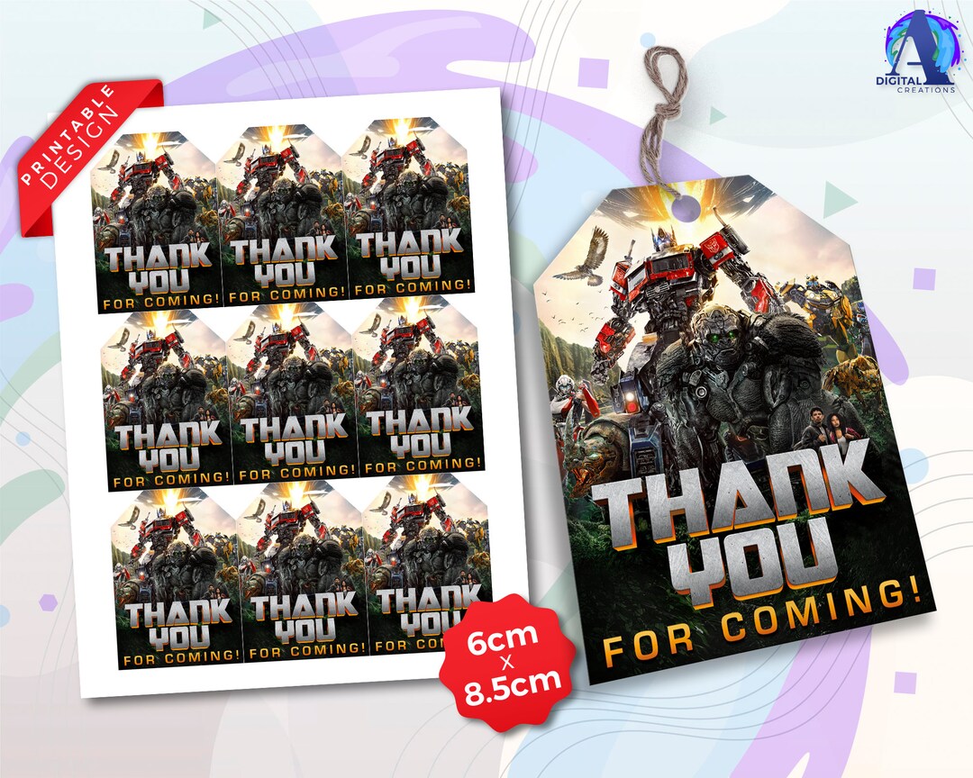 Transformers: Rise of the Beast Favor Tags Printable Favor - Etsy