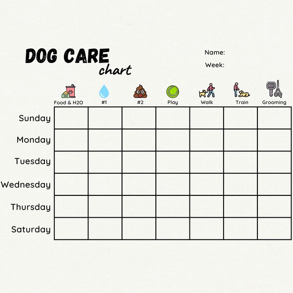 Dog Care Chart - Etsy