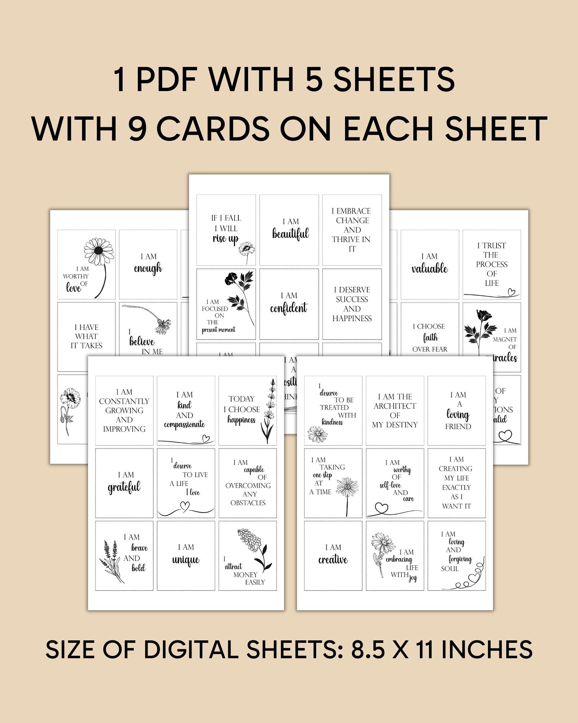 Positive Affirmation Card Deck Vision Board Printables Cards - Etsy