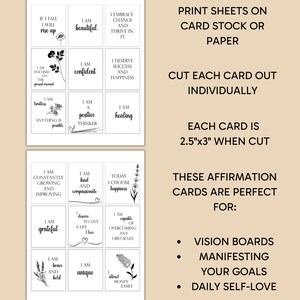 Positive Affirmation Card Deck Vision Board Printables Cards - Etsy
