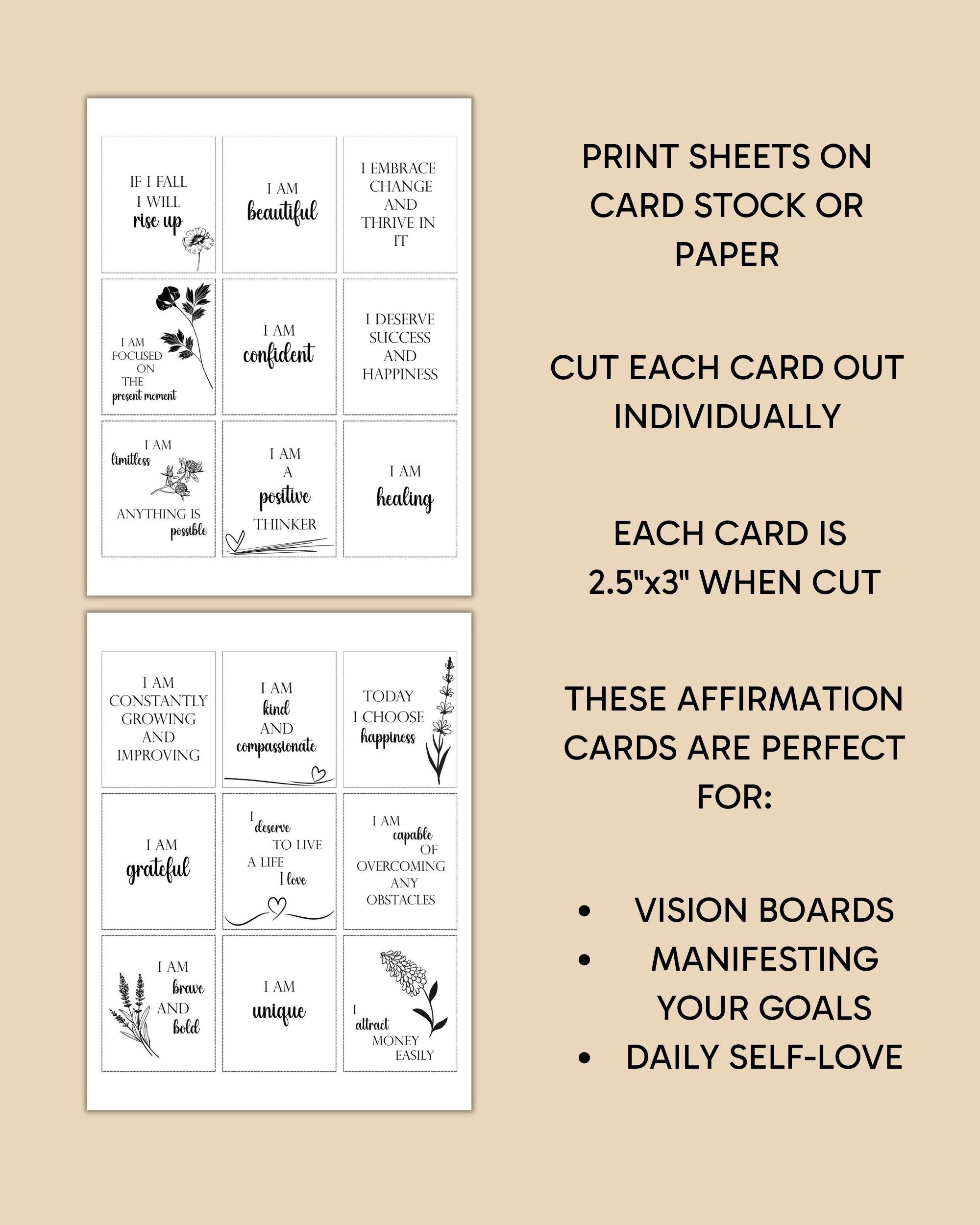 Positive Affirmation Card Deck Vision Board Printables Cards - Etsy