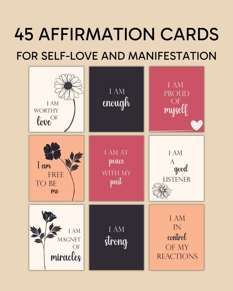 Positive Affirmation Card Deck Vision Board Printables Cards - Etsy
