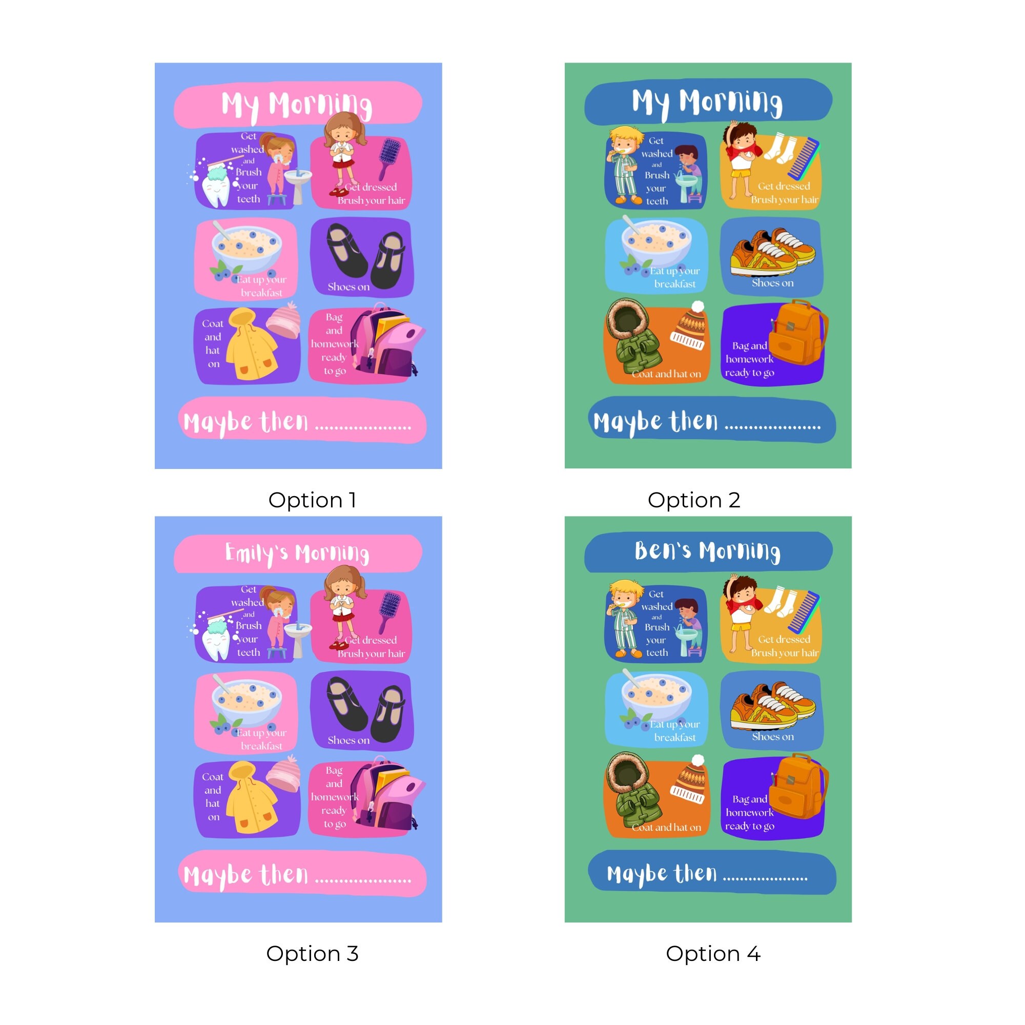 Personalized Kids Morning Routine Chart, Playroom Printable (digital ...
