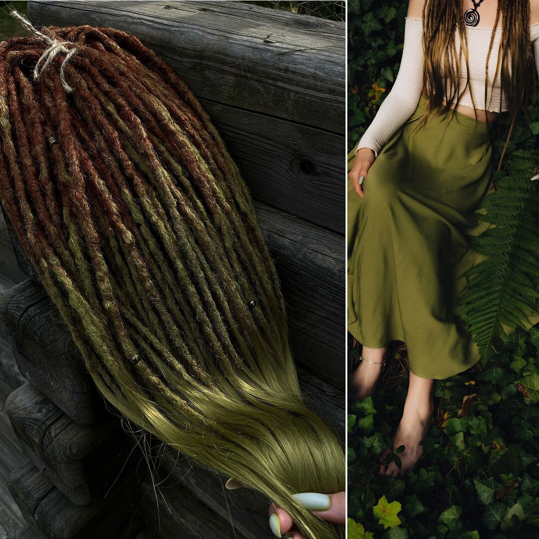 Ginger Synthetic Dreads Green Dreads Boho Dreadlocks Double Ended ...