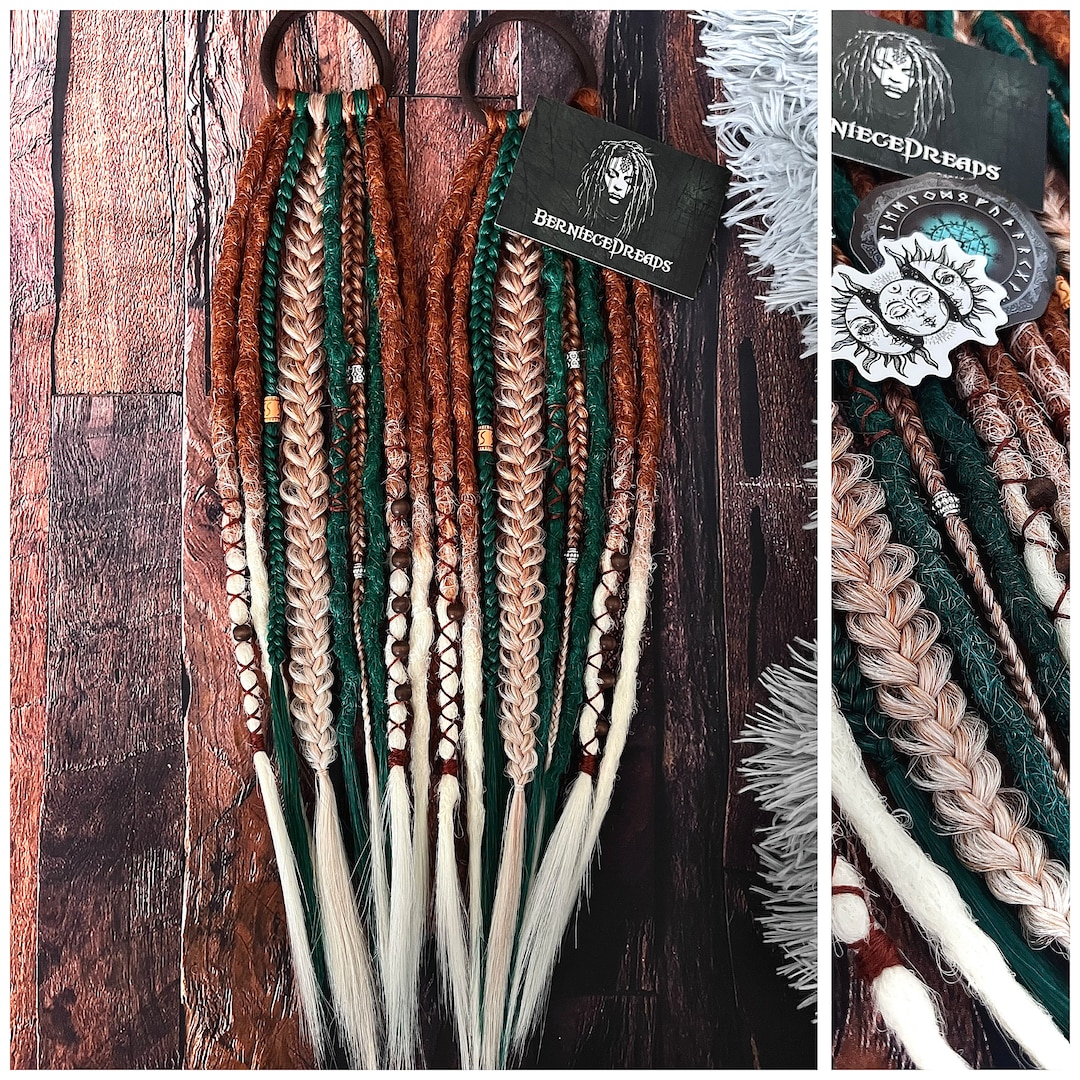 Dreads on Elastic Band Dreadlock Extension Ginger Dreads Green Dreads ...