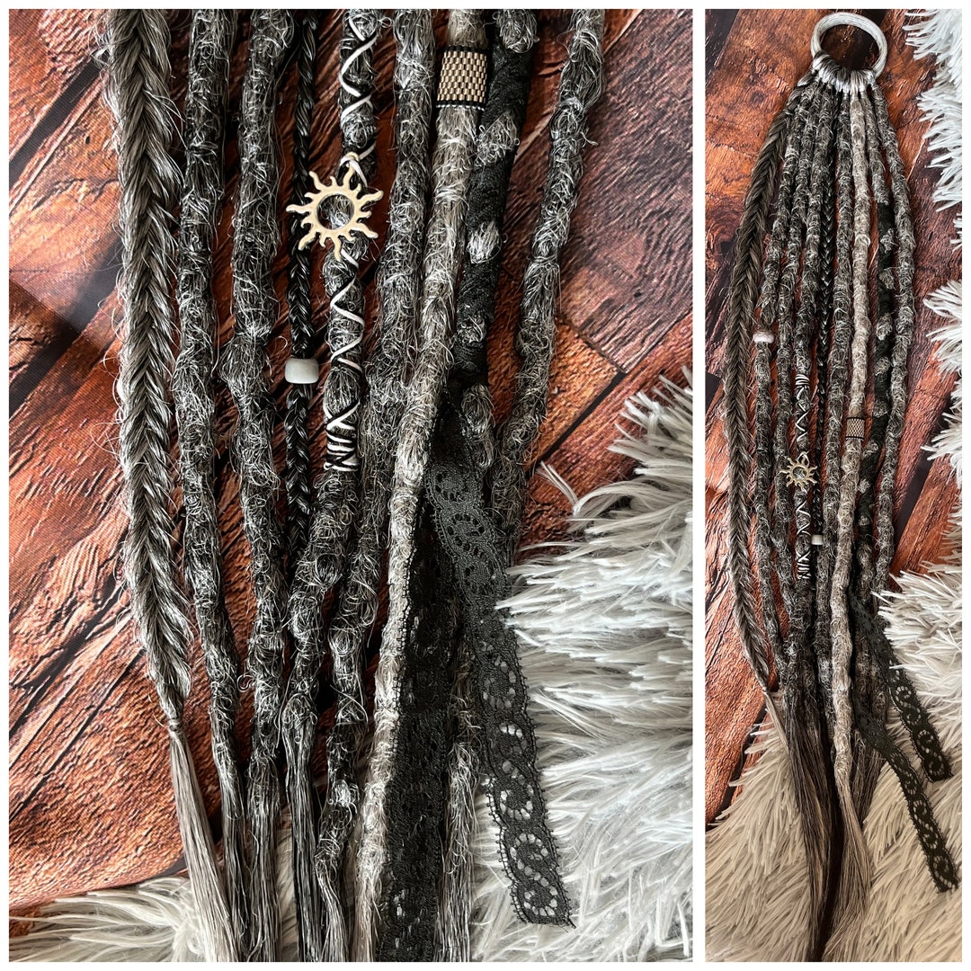 Dreads on Elastic Band Dreadlock Extension Silver Dreads Gray Dreads ...