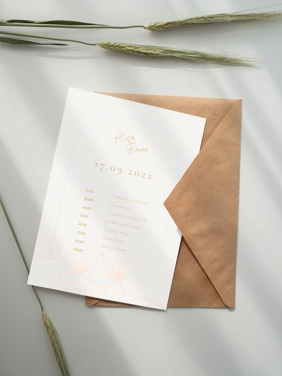 Wedding Program Template Editable in Canva Elegant and Little - Etsy