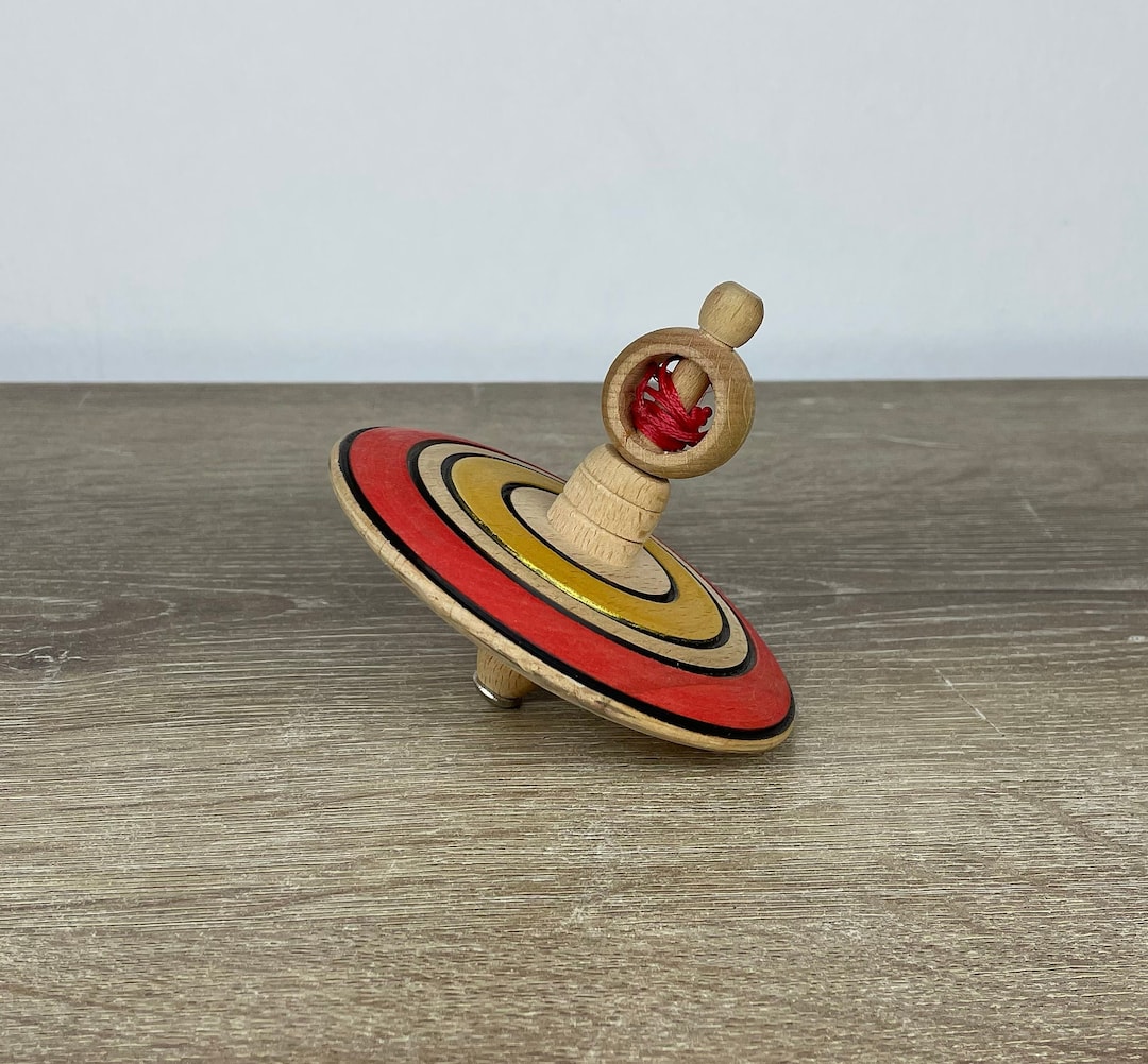 Animated Spinning Top Handmade Wooden Colored Organic - Etsy
