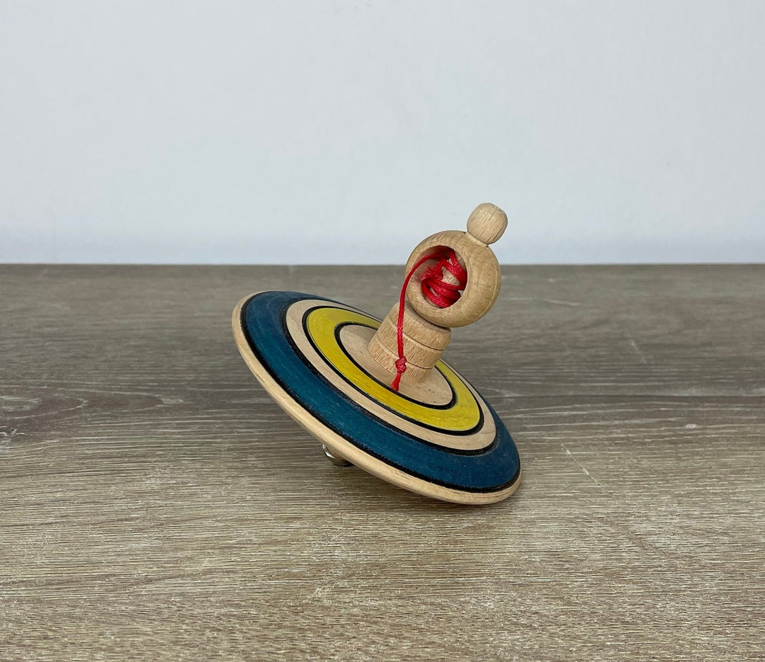 Animated Spinning Top Handmade Wooden Colored Organic - Etsy