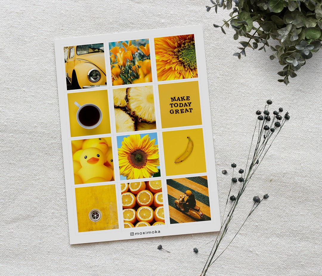 Aesthetic Yellow Sticker Set for Journaling Sticker, Bujo Sticker ...