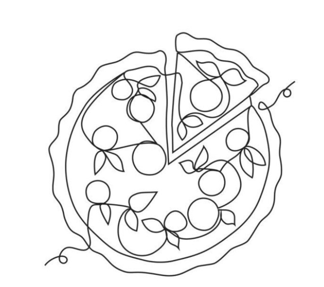 Drawing a Continuous Line. Pie With Fruit Filling - Etsy