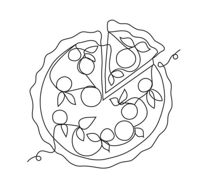 Drawing a Continuous Line. Pie With Fruit Filling - Etsy