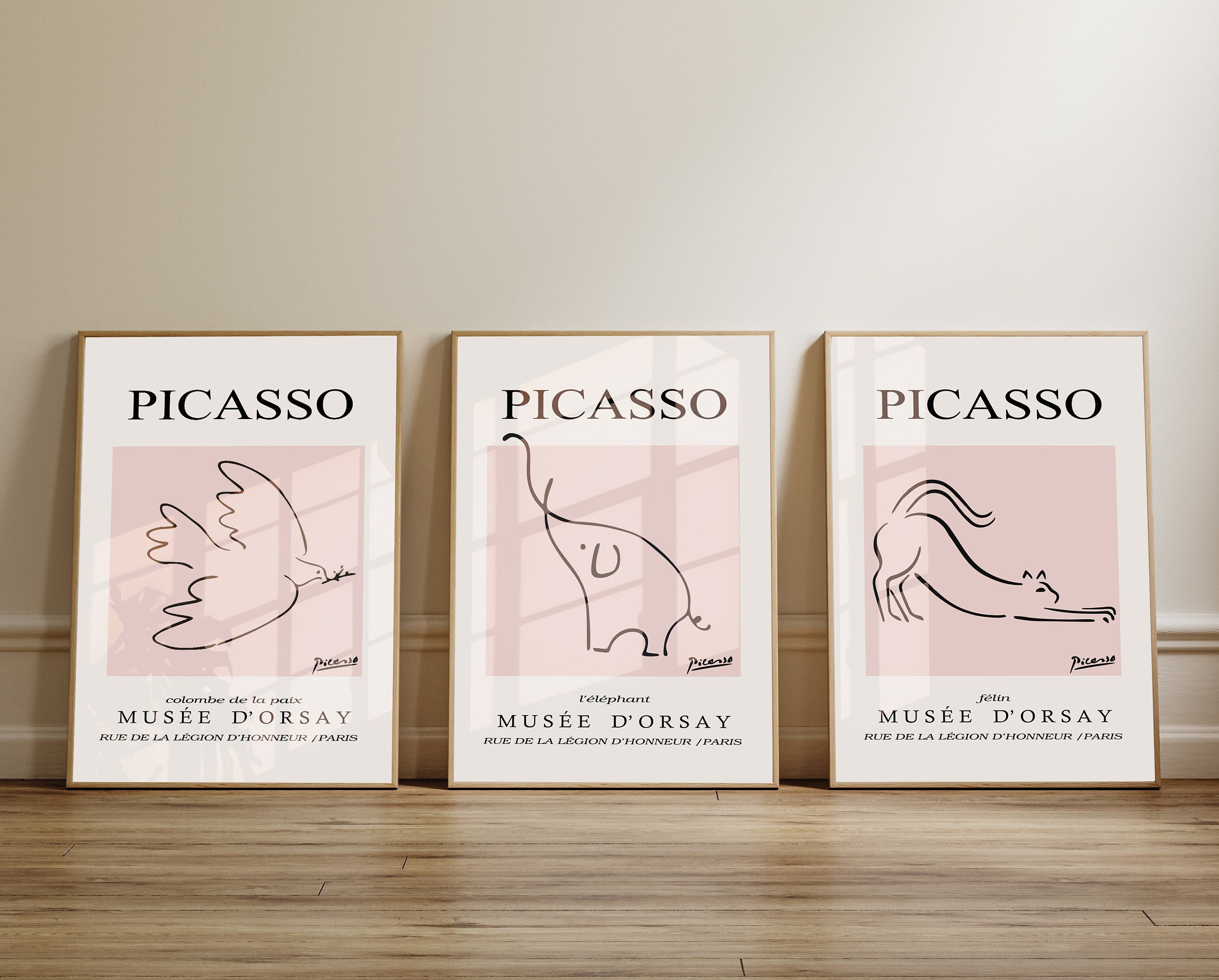 Picasso Line Art Prints Set of 3, Pablo Picasso Exhibition Poster ...