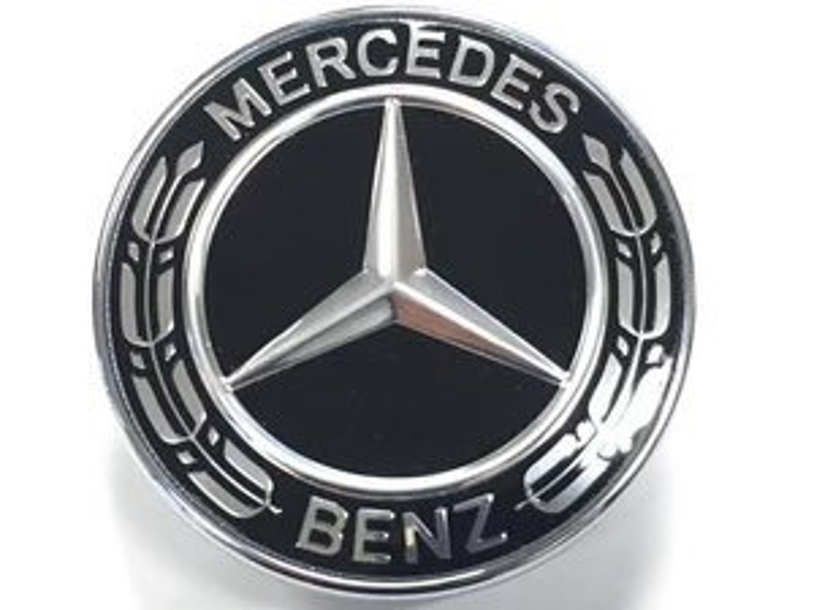 Mercedes Black and Silver Bonnet Flat Badge Emblem 57mm A B C E S Class ...