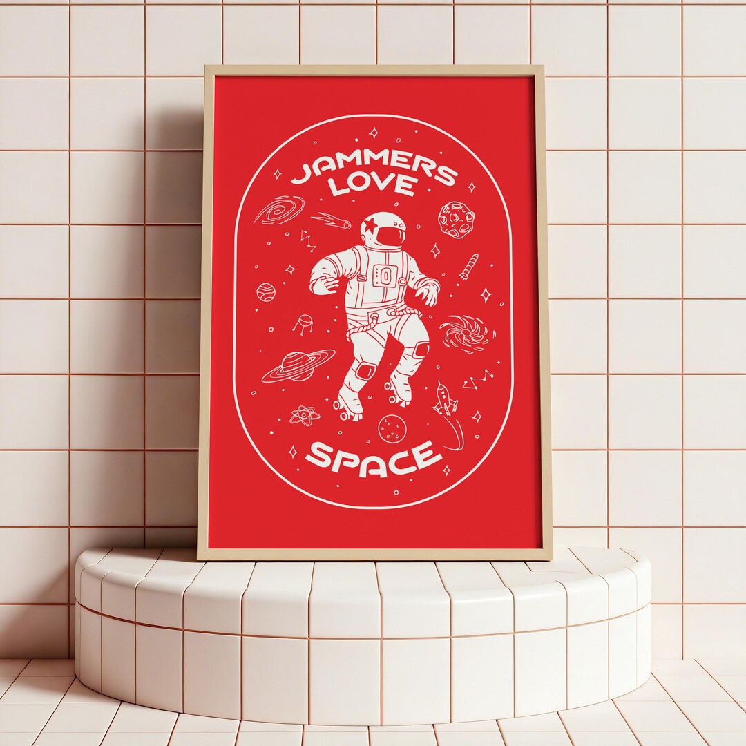 Jammers Love Space Art Print • Quad Skating Giclee Wall Art • Astronaut ...