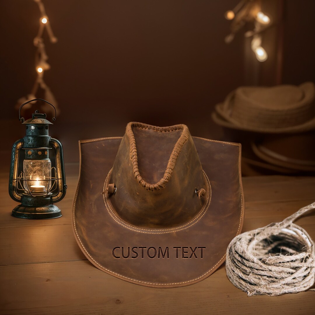 Father's Day Gifts Custom Photo Cowboy Hats Men's Leather Cowboy Hats ...