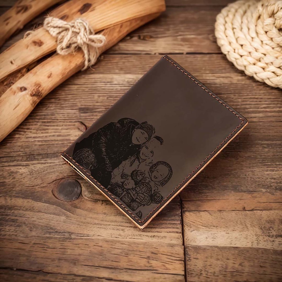 Father's Day Gifts Custom Photo Leather Wallets Hand Engraved Wallets ...