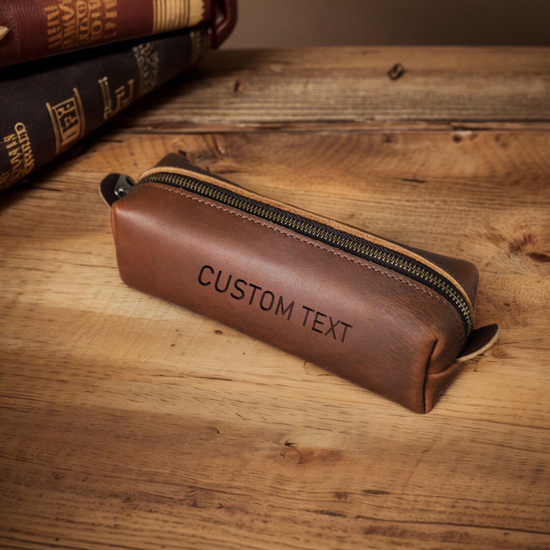 Father's Day Gifts Customized Text Pen Case Leather Pen Case Handmade ...
