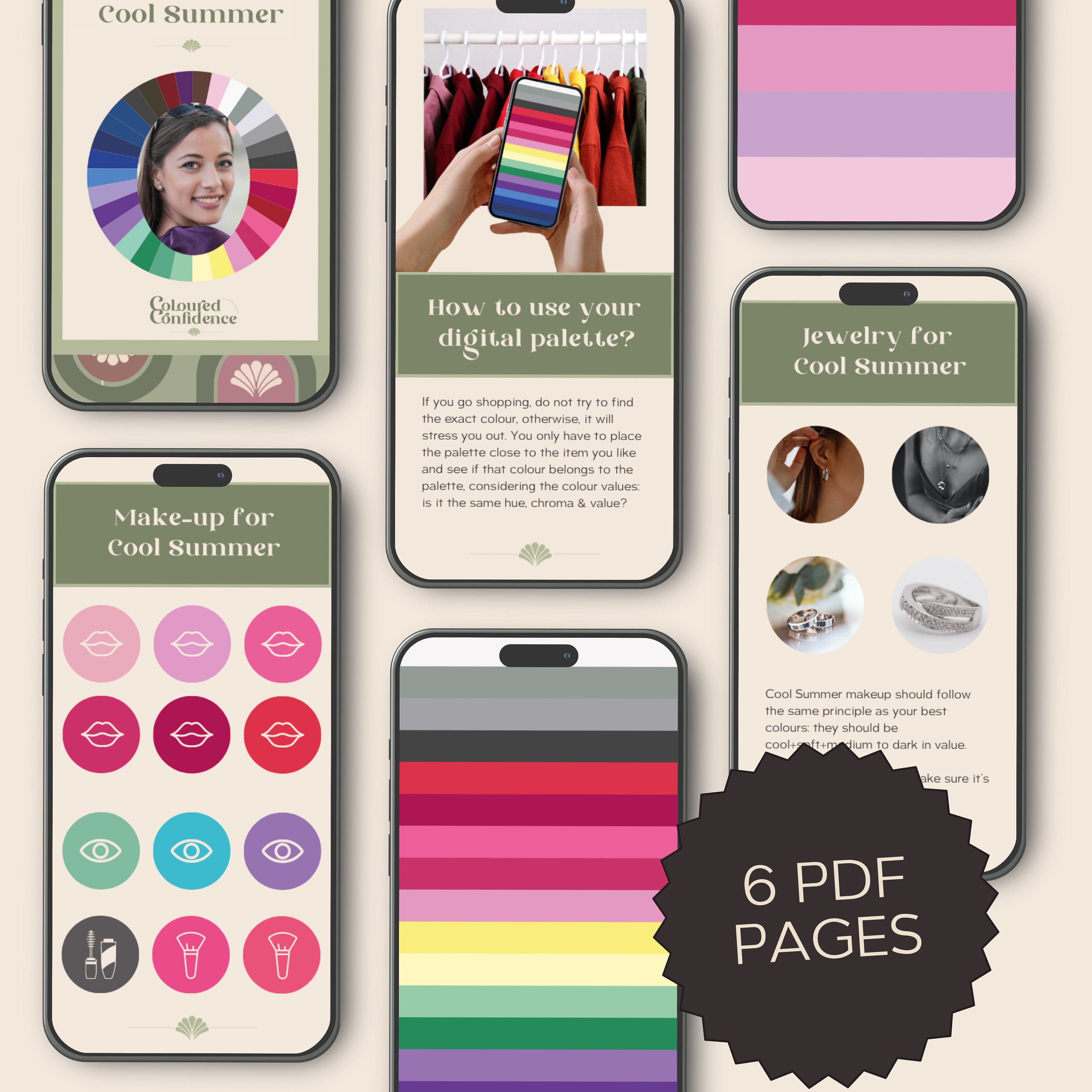 Cool Summer (16 Seasonal System) Digital Colour Palette, Digital Swatch ...