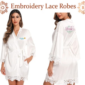 Personalized Embroidery Lace Robes Custom Embroidery Lace Robes Wedding ...