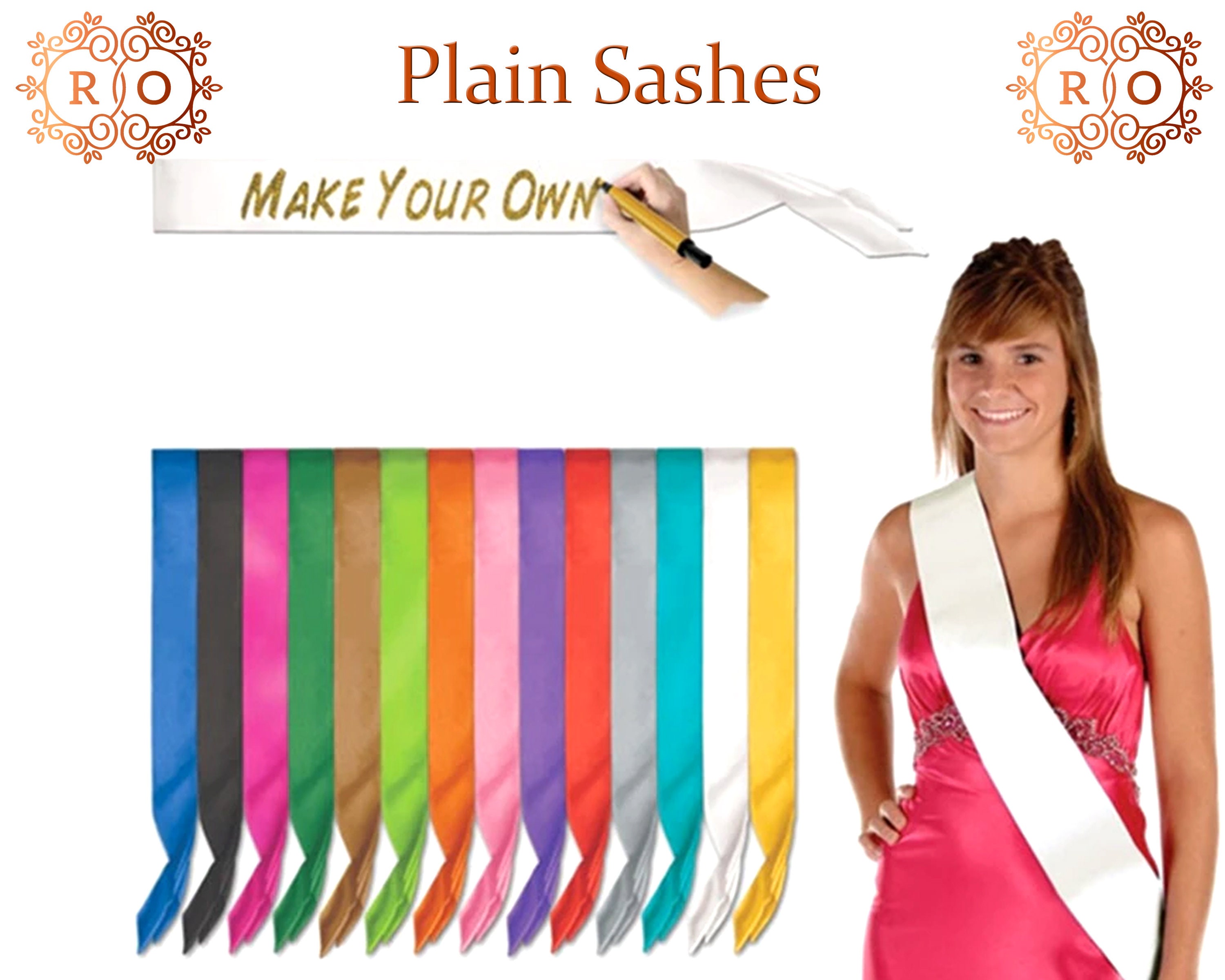 PLAIN / BLANK SASHES Hen Night Hen Party Corporate Plain Sashes - Party ...