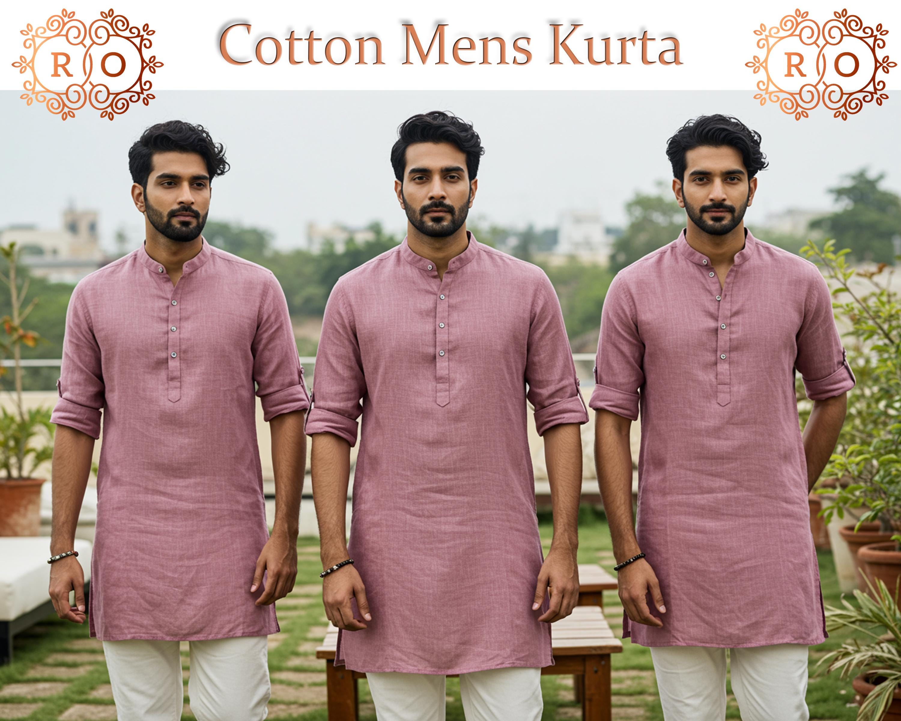 Mens Festive Kurta Short Kurta for Men Indian Classic Style Kurta ...