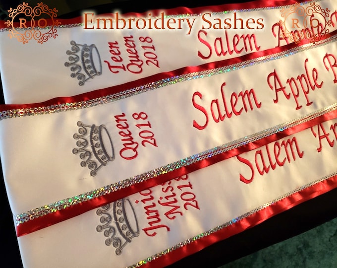 Custom Embroidered Pageant Sash With Cursive Font - Etsy