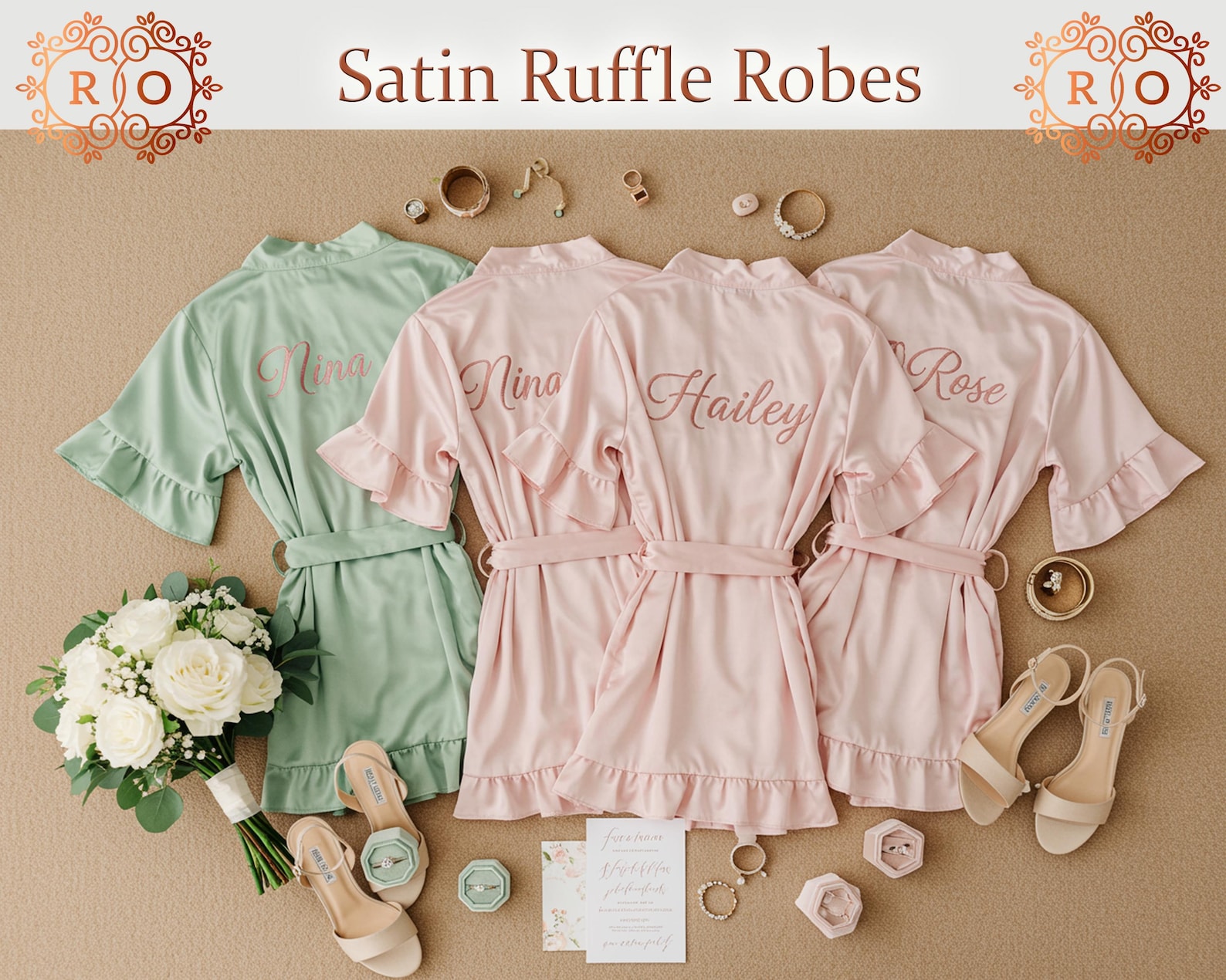 Getting Ready Robe Custom Ruffle Robe Custom Bridal Robe Satin Robes ...