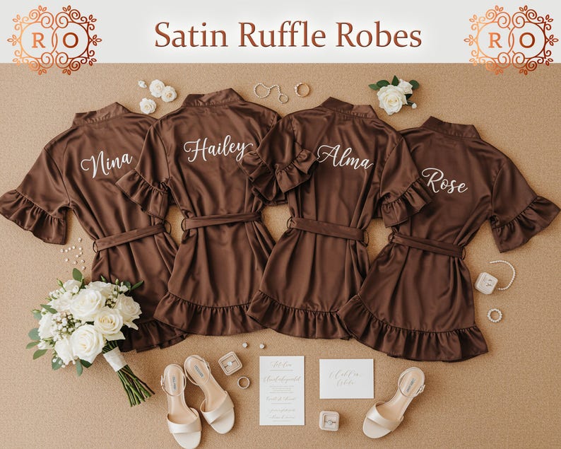 Getting Ready Robe Custom Ruffle Robe Custom Bridal Robe Satin Robes ...