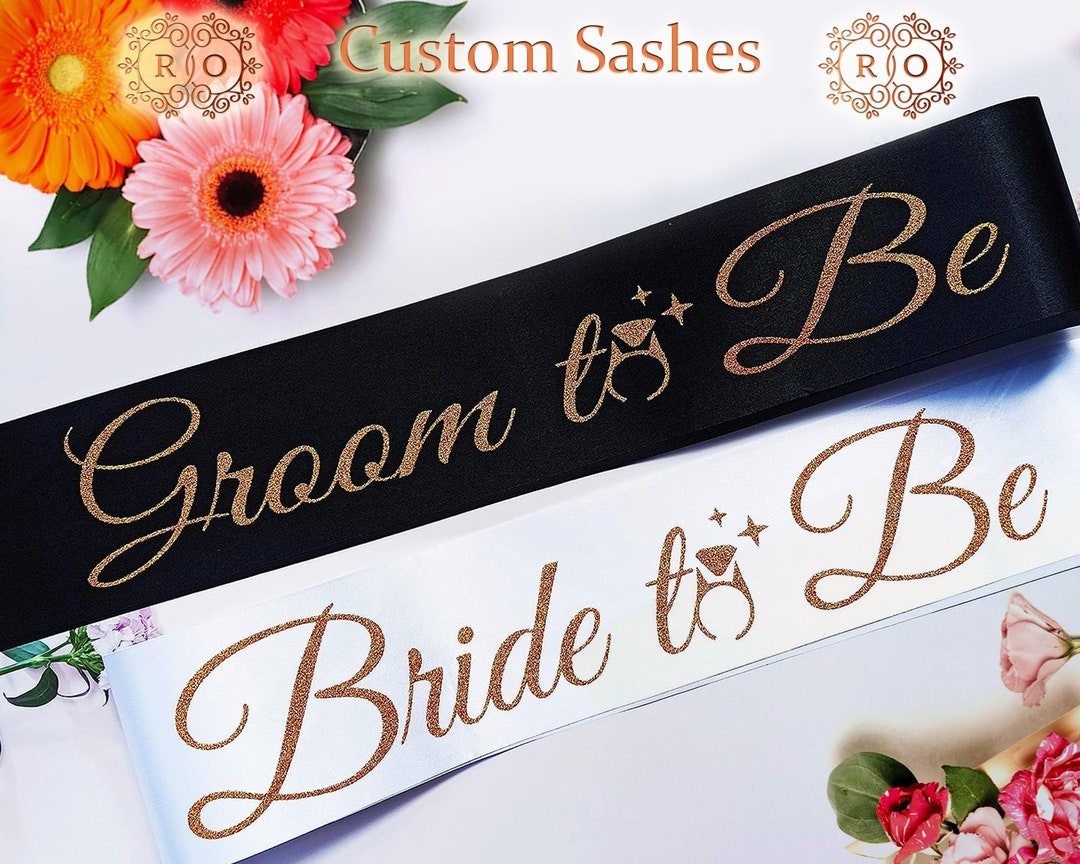Elegant Bride-to-be Sash, Custom Groom Sash, Bachelorette Sash, Bride ...