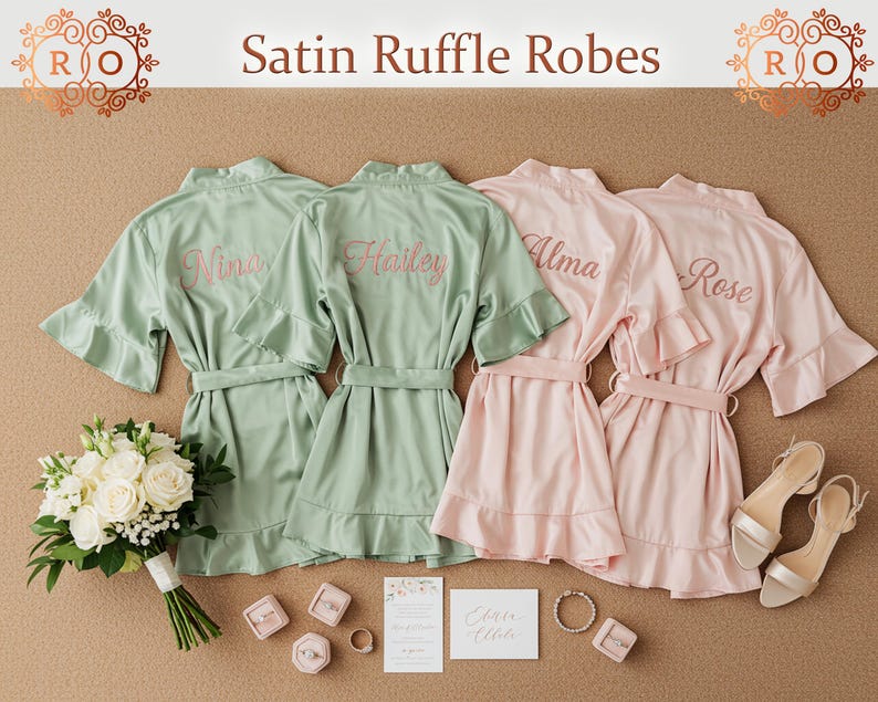 Getting Ready Robe Custom Ruffle Robe Custom Bridal Robe Satin Robes ...