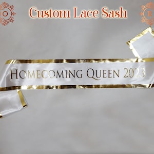 Homecoming Queen Sash Pageant Lace Sash Birthday Party Lace Sash Custom ...