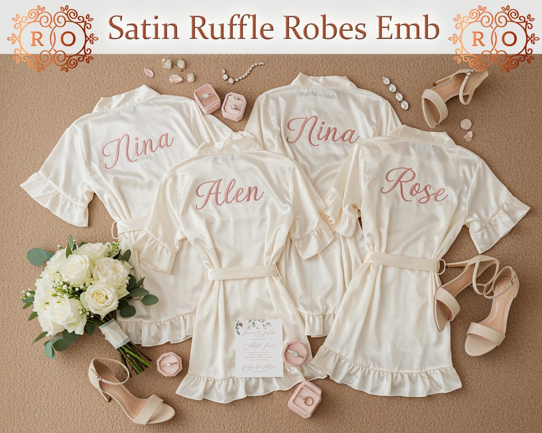 Personalized Embroidered Ruffle Robes Bridal Party Robes Bridesmaid ...