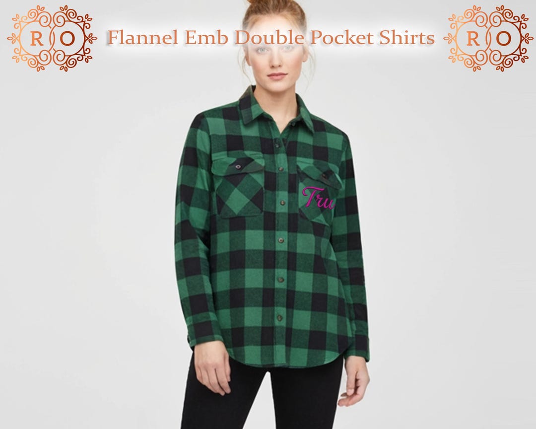 Personalized Plaid Flannel Shirt for Her-custom Embroidered Double ...