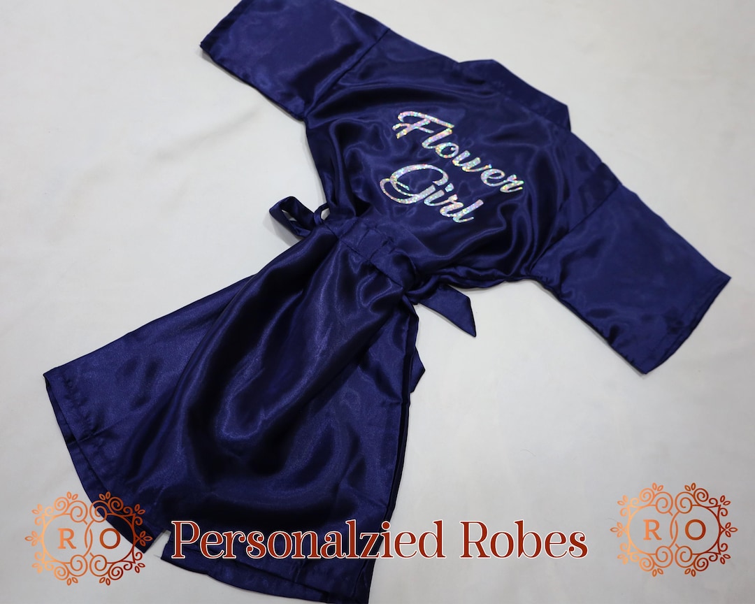 Flower Girl Robes Blush Satin Robe Kids Robe Kimono Robes Satin Flower ...