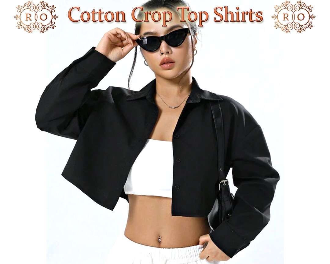 Classic Cotton Shirt Bridal Cotton Crop Top Shirt Crop Top Button Down ...