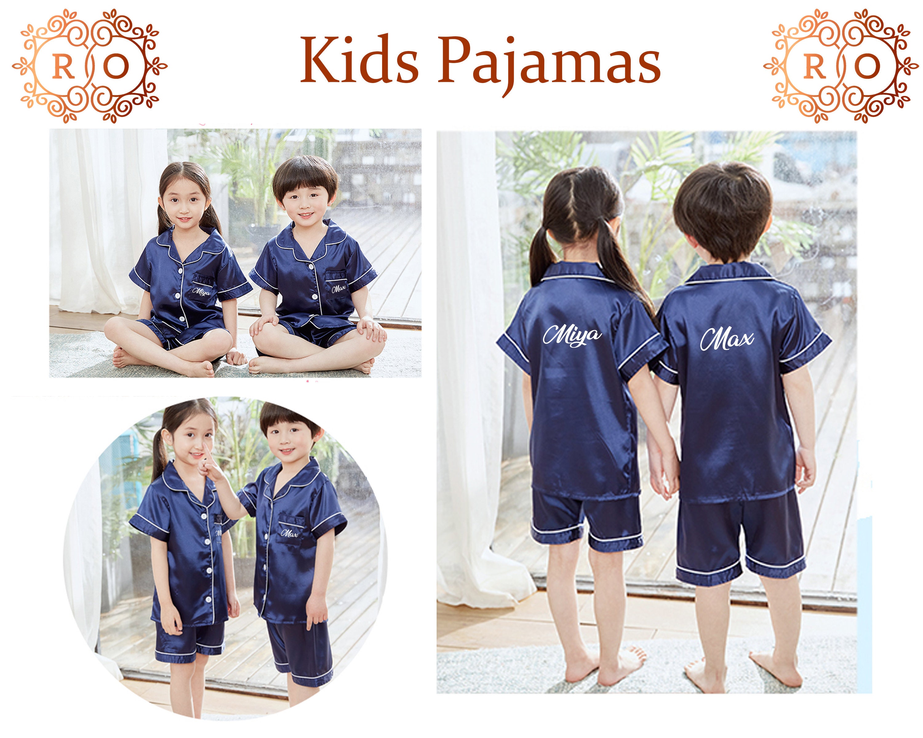 Kids Personalised Pyjamas With Piping Monogram Pjs - Etsy UK