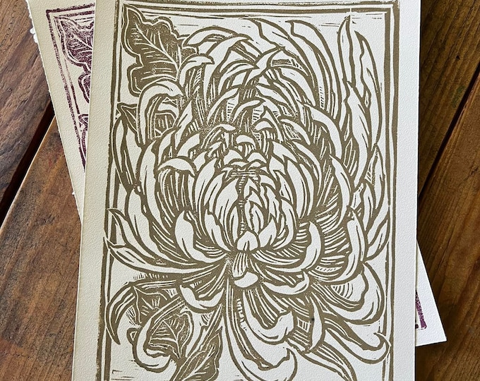 Flower Linocut Print - Etsy