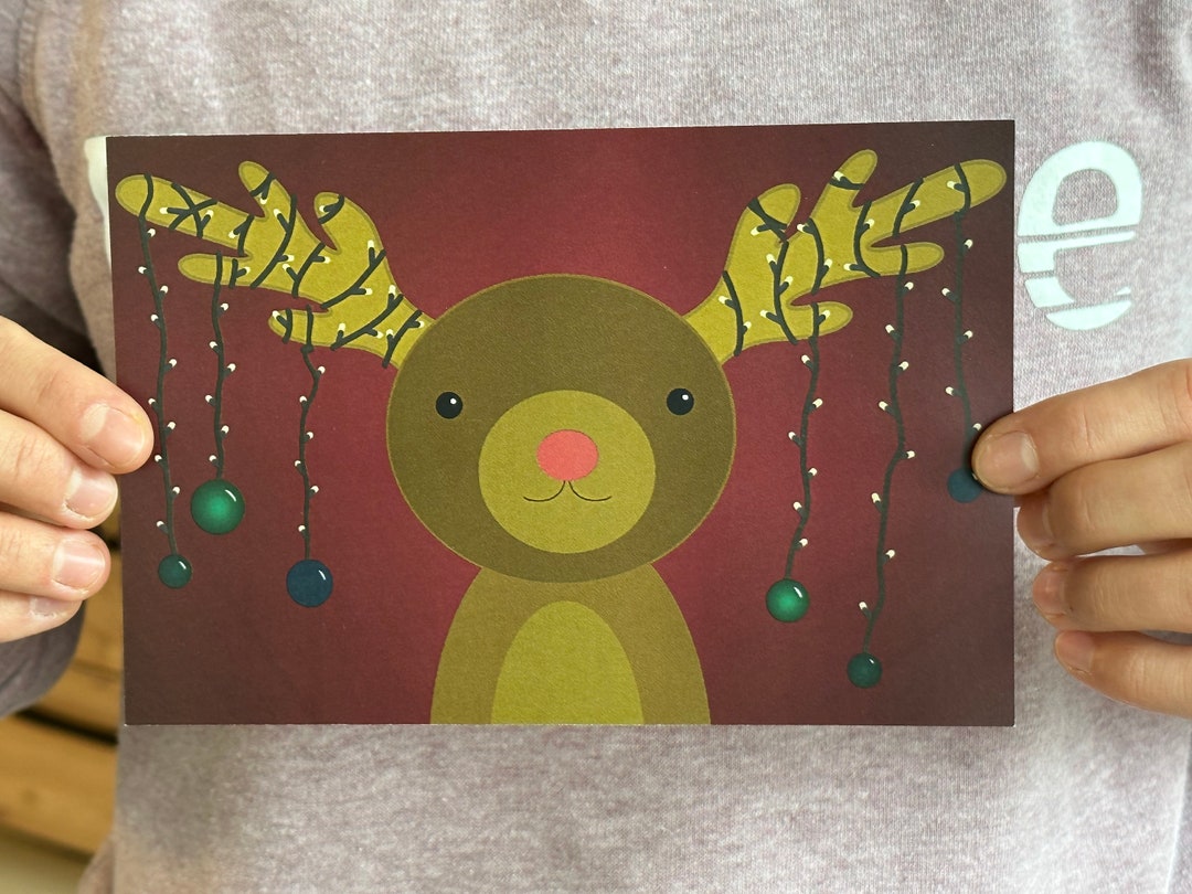 Rudolph Card Printable Christmas Card Digital Download Instant Download ...