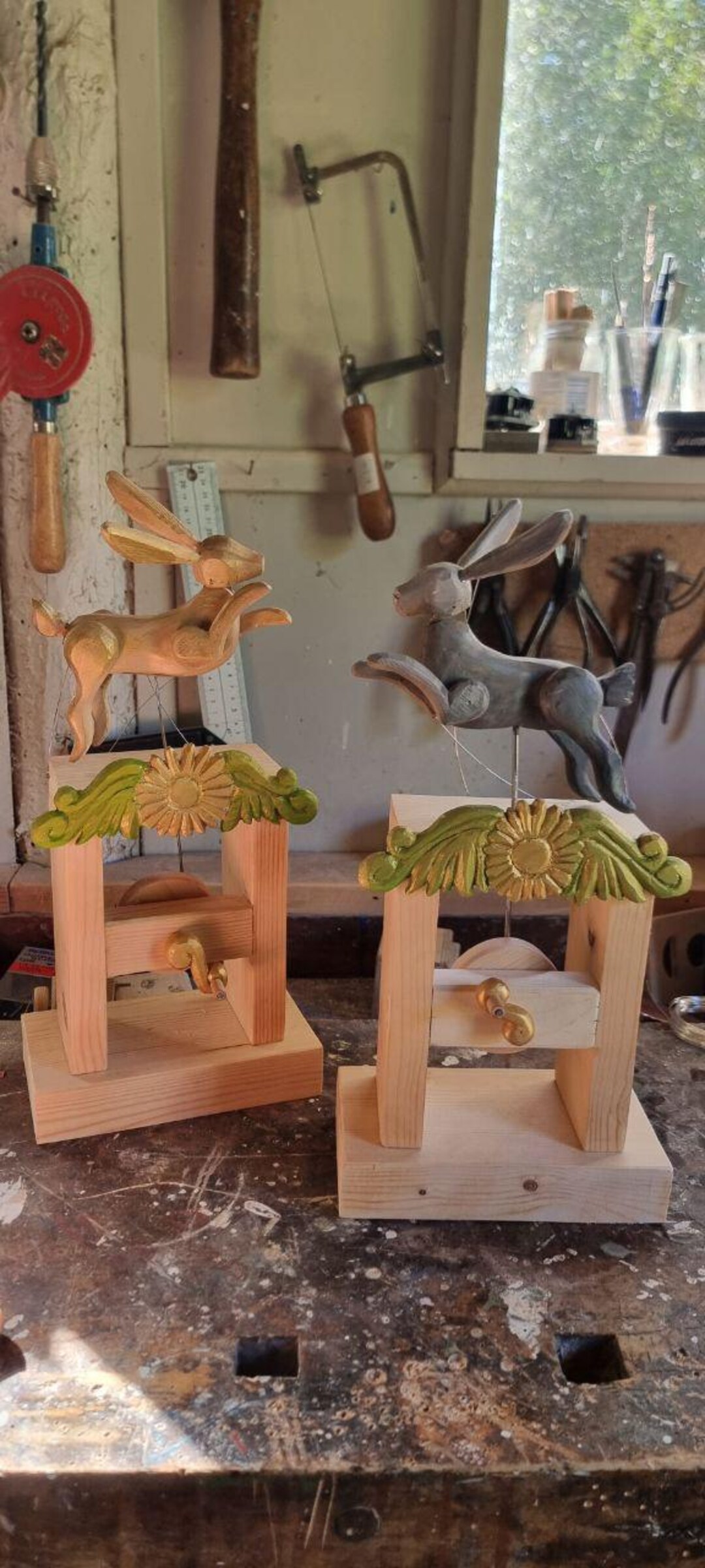 The Hare Automata Series: A Dance of Symbol and Spirit. Wooden Kinetic ...