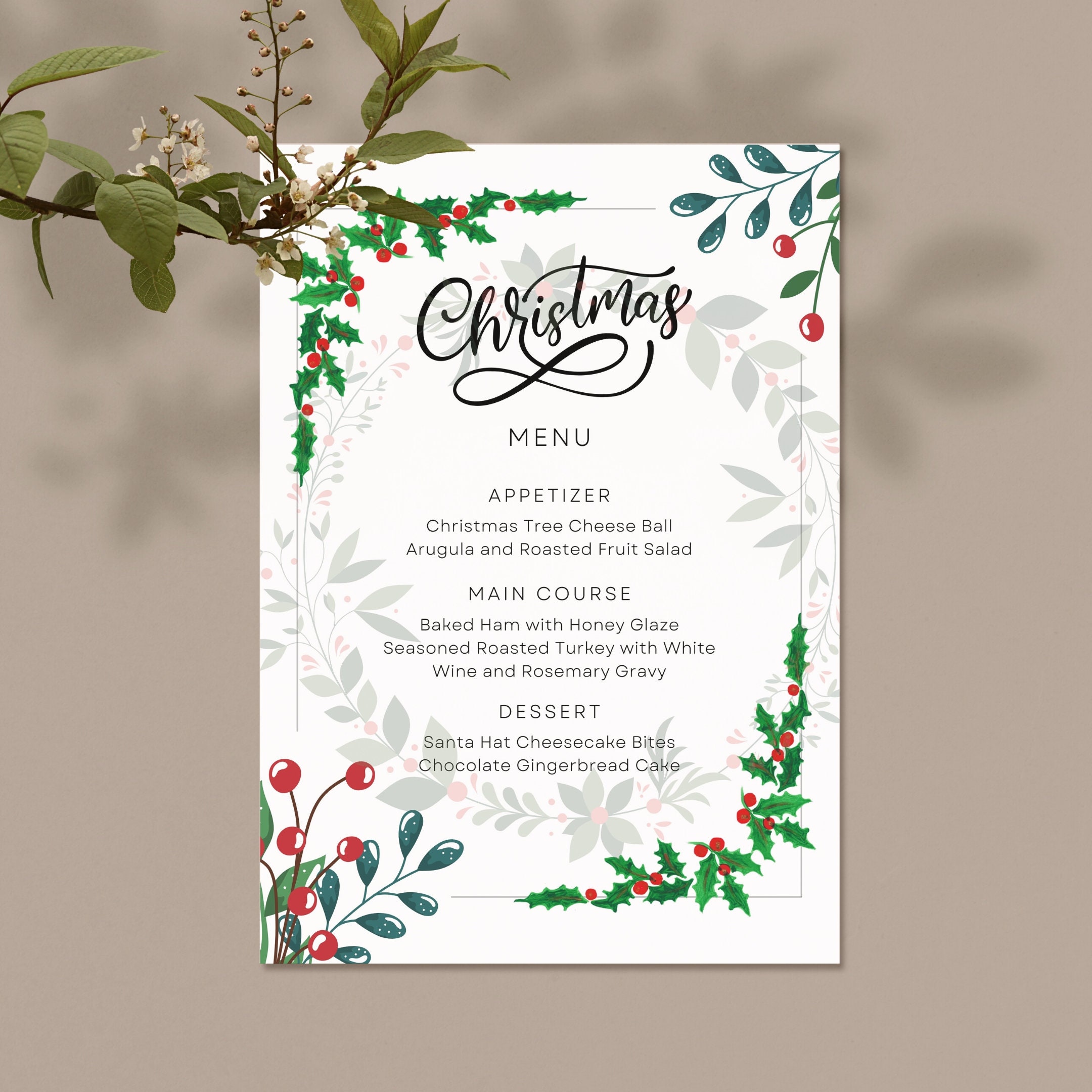 Christmas Menu Planner, Printable Menu, Printable Christmas Menu ...