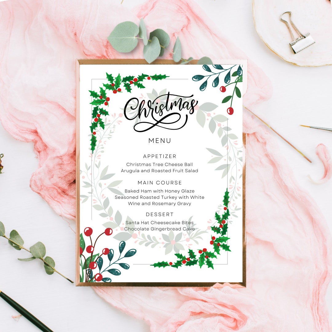 Christmas Menu Planner, Printable Menu, Printable Christmas Menu ...