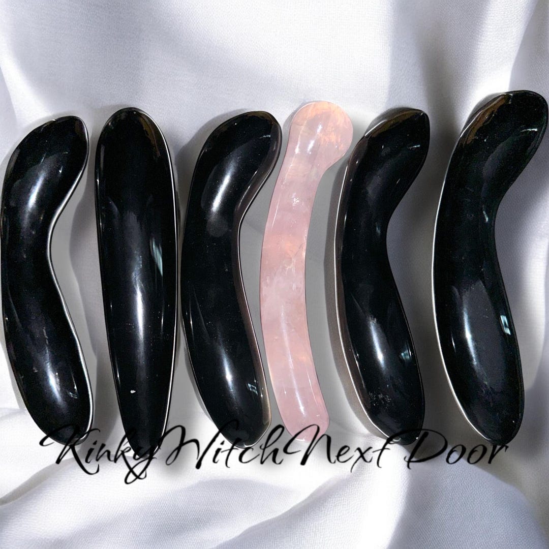 Crystal Massage Wand-curved Rose Quartz and Obsidian Massage Wands ...