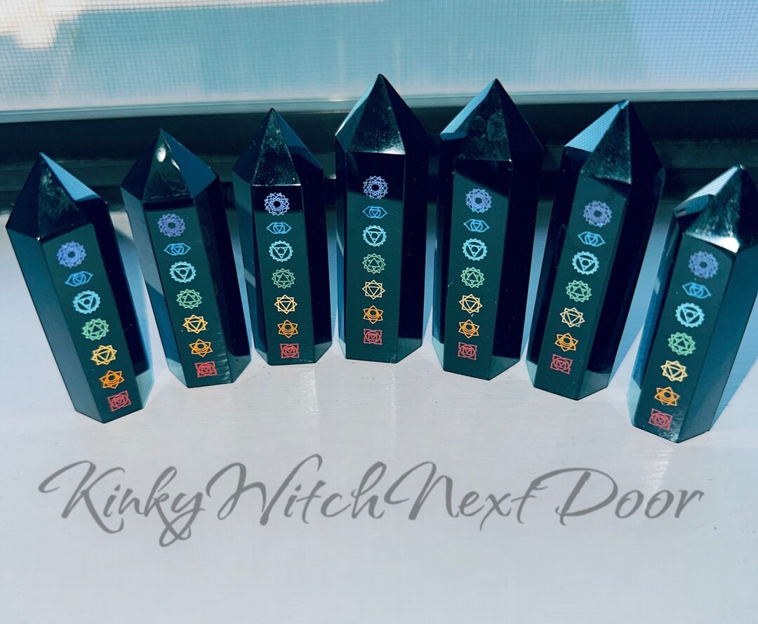 Black Obsidian 7 Chakra Towers Excellent Quality average 2.5-3in Small ...