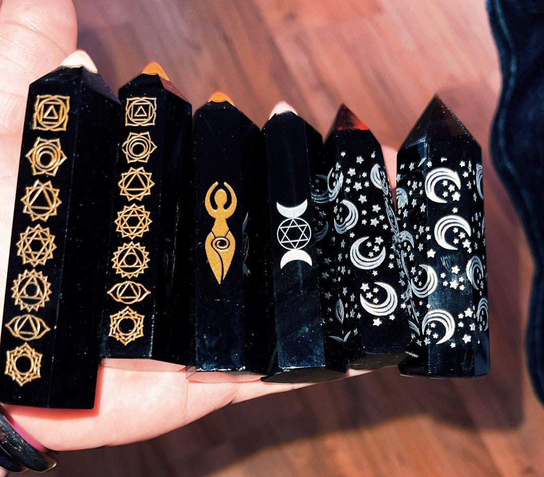 Obsidian Towers With Engraving - Etsy